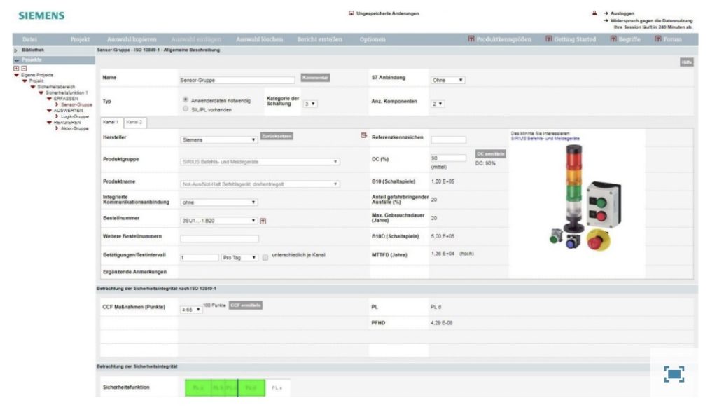Siemens Safety Evaluation Tool voor berekening PL/SIL geïntegreerd in ...