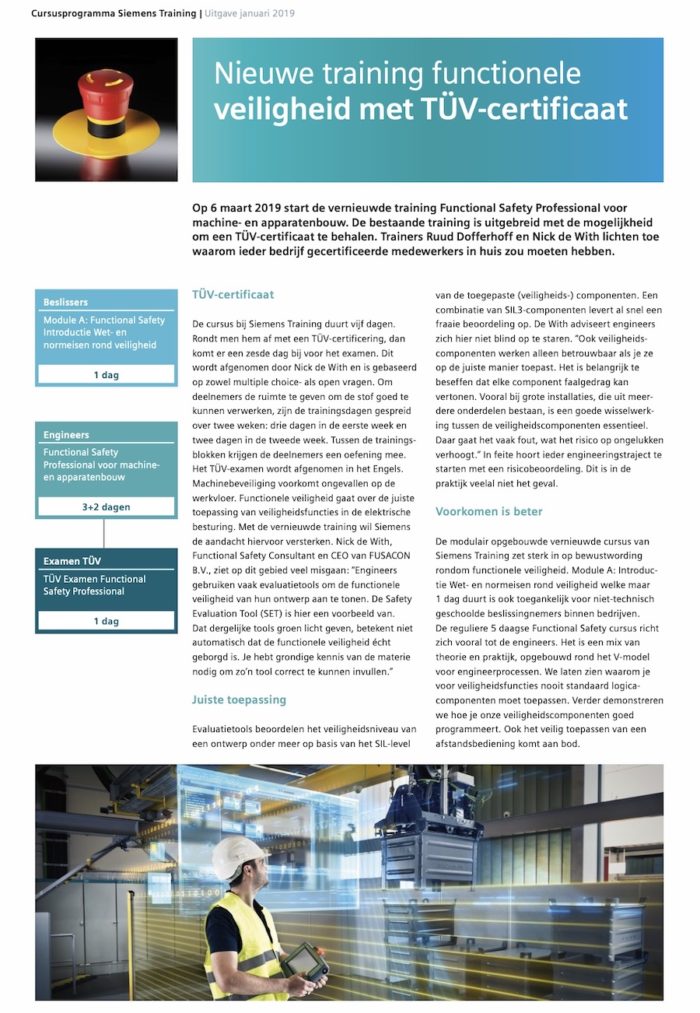 Nieuwe training functionele veiligheid met TÜV-certificaat - Fusacon Functional Safety ...